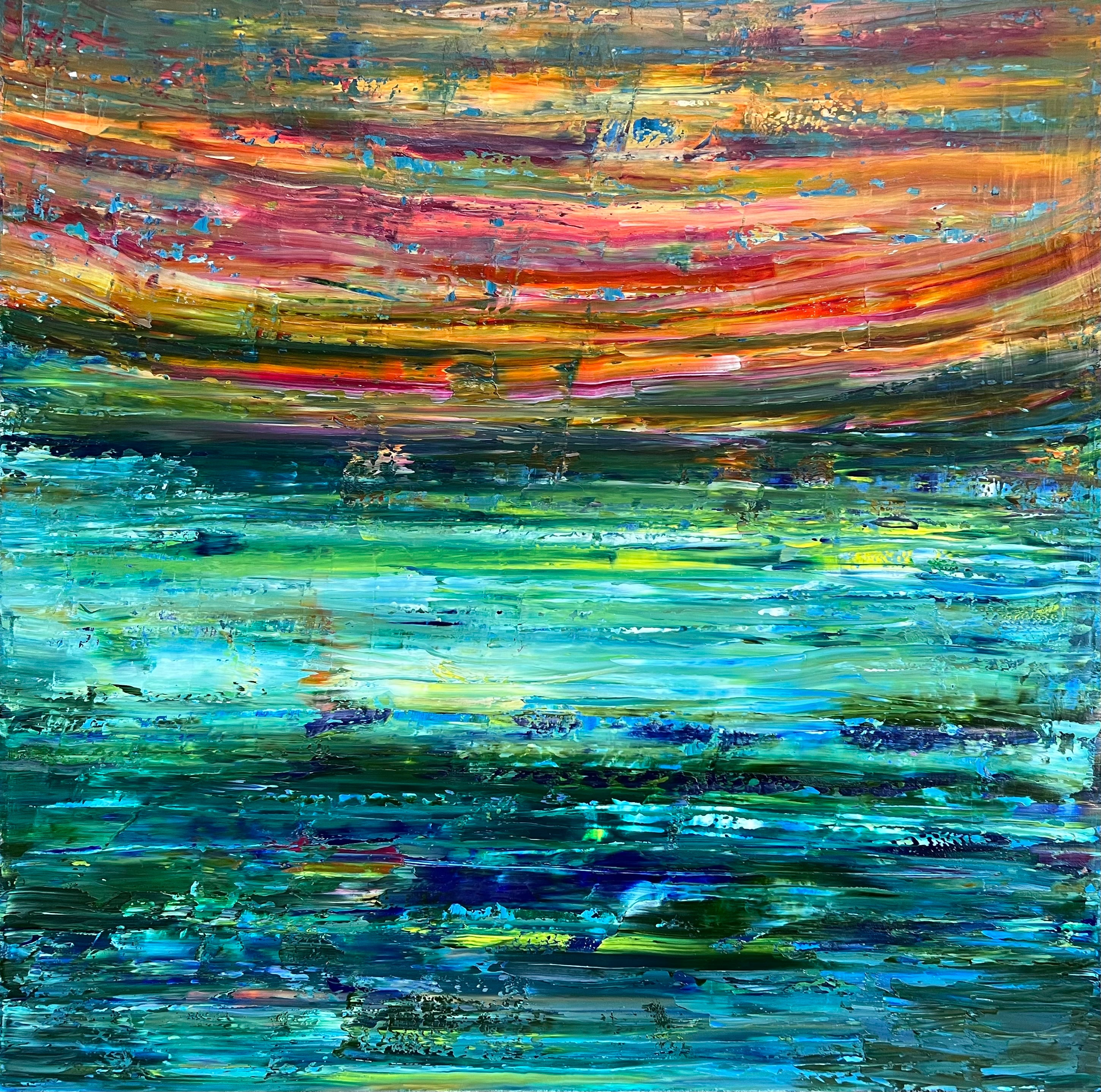Sunset a la Richter, OIL, 36" x 36" – Checa Art